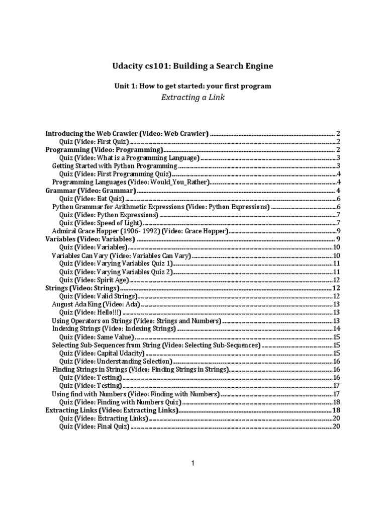 Udacity Cs101.Building A Search Engine | PDF | Computer Program | Programming