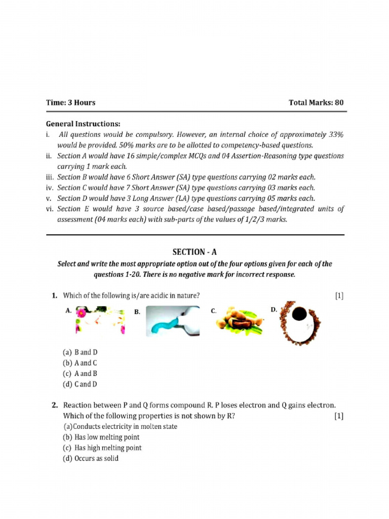 JM 10 Science Mock Test Question Paper 12 | PDF