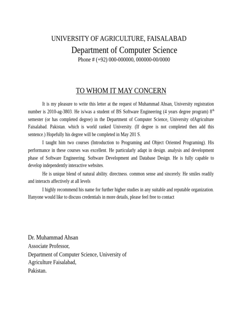 Department of Computer Science: University of Agriculture, Faisalabad | PDF
