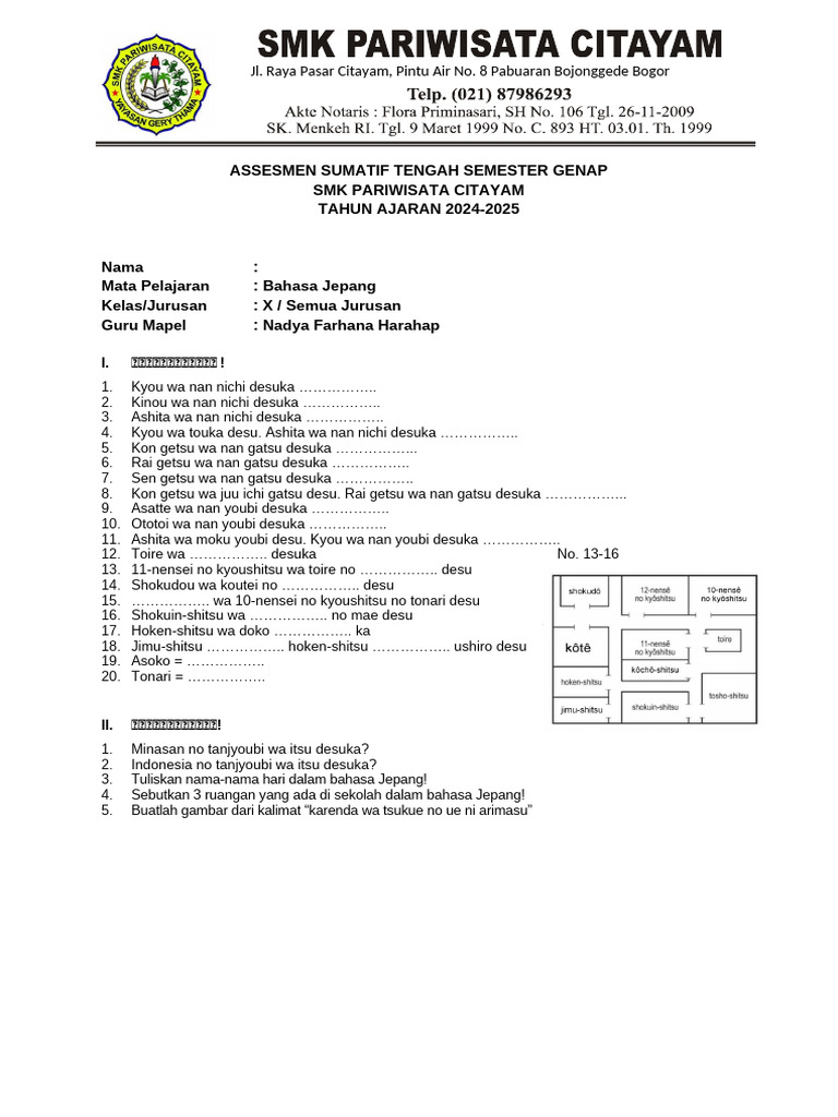 STS Genap 2024-2025 X | PDF