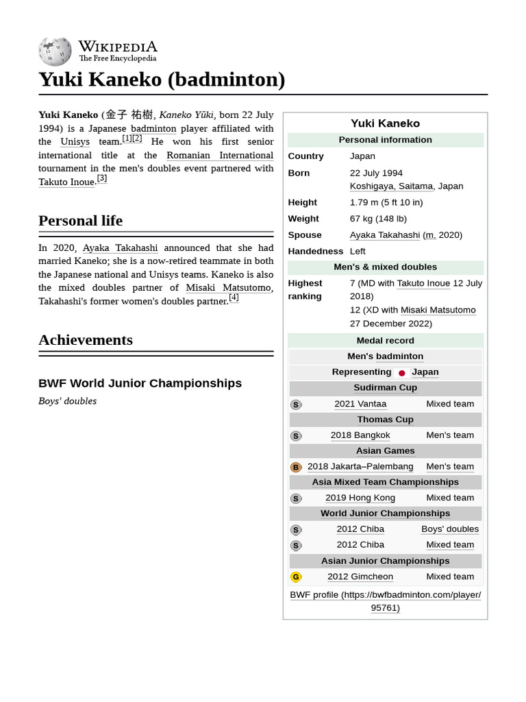 Yuki_Kaneko_(badminton) | PDF | Sports Competitions