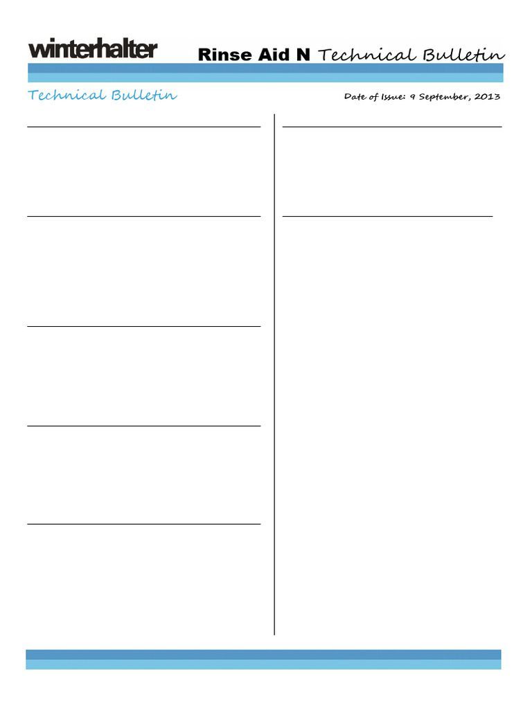 Winterhalter Rinse Aid N Technical Bulletin | PDF