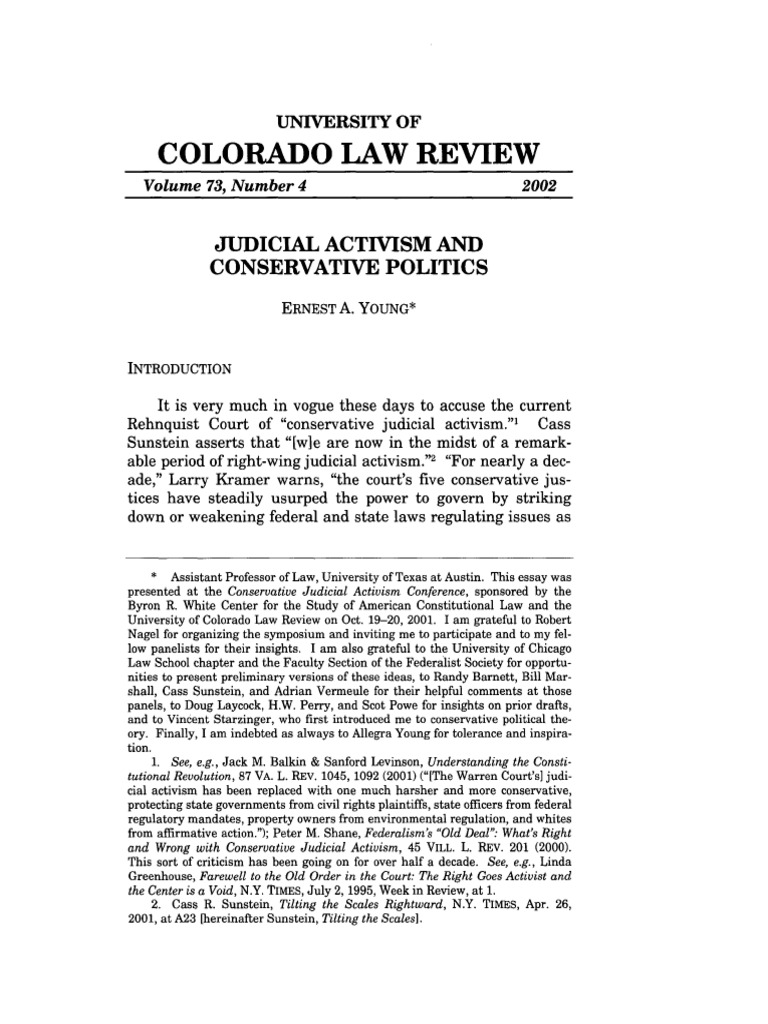 Judicial Activism and Conservative Politics | PDF