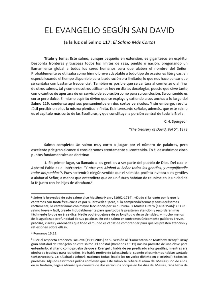 El Evangelio Según San David | PDF | Salmos | Jesús