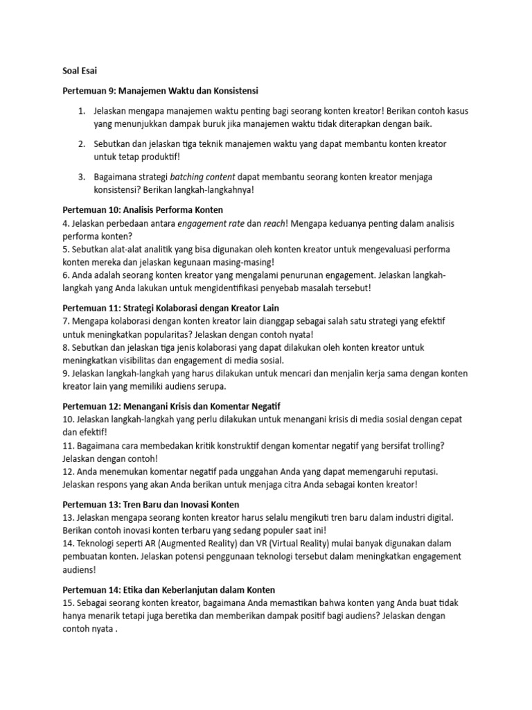 soal quiz atau latihan uas | PDF