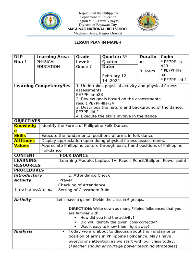 MAPEH - P.E | PDF | Philippines | Dances