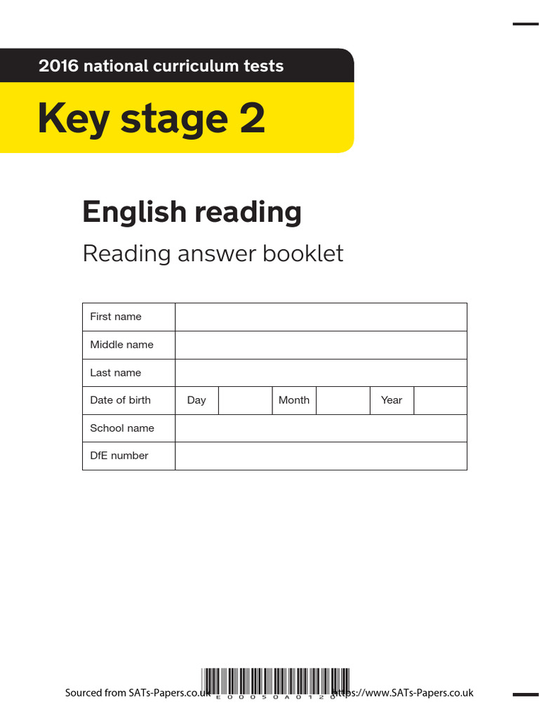2016 KS2 Reading SATs Paper Guide | PDF | Copyright | Question