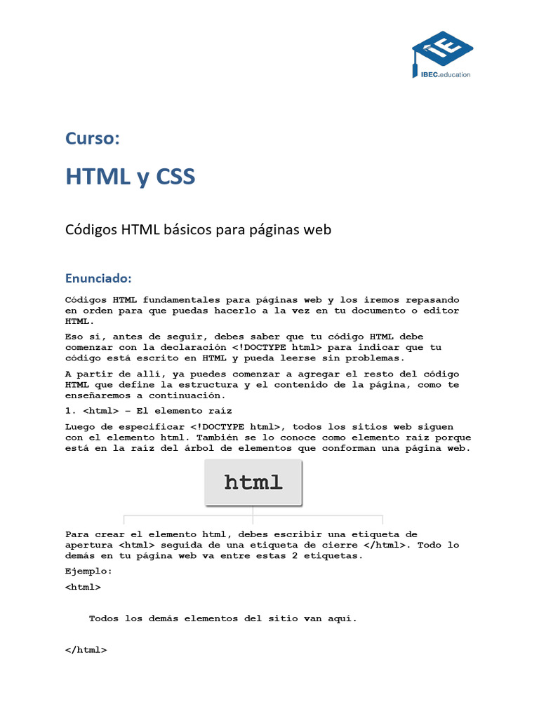 Códigos HTML Básicos Para Páginas Web | PDF | HTML | Red mundial