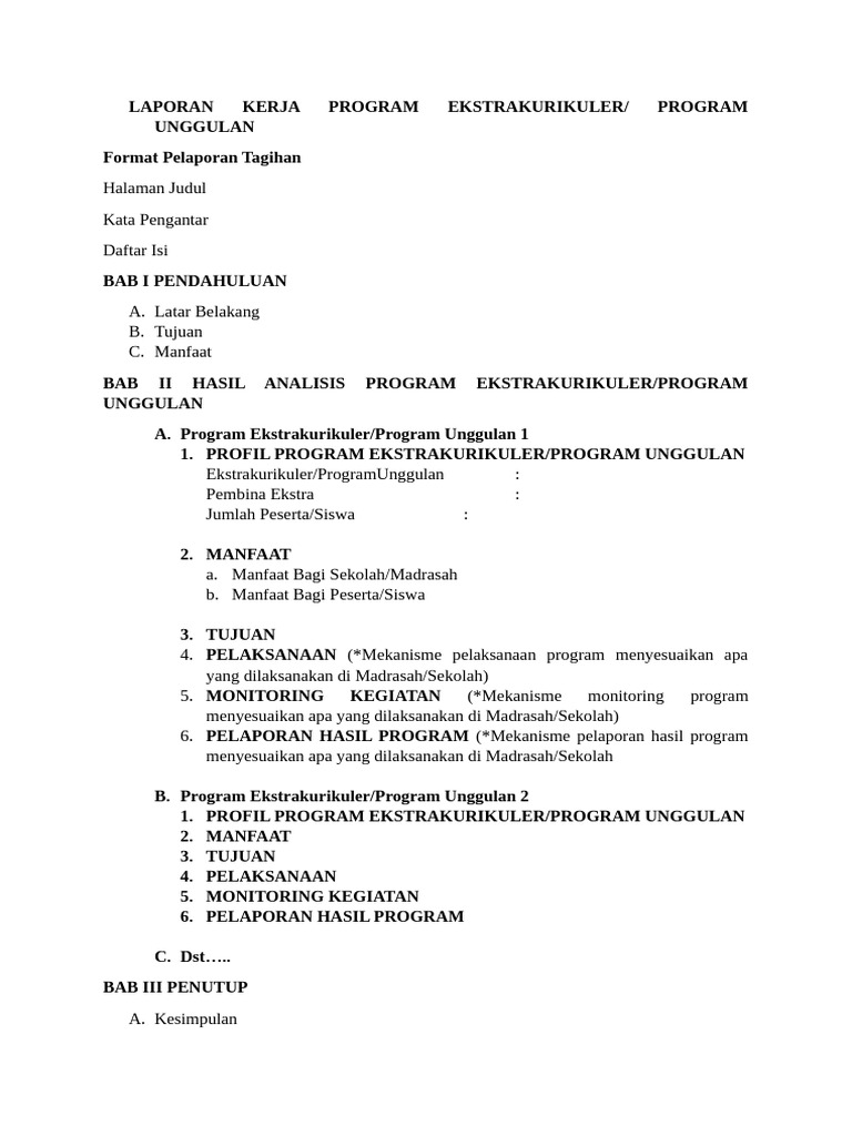 Laporan Program Ekstrakurikuler 2023 | PDF