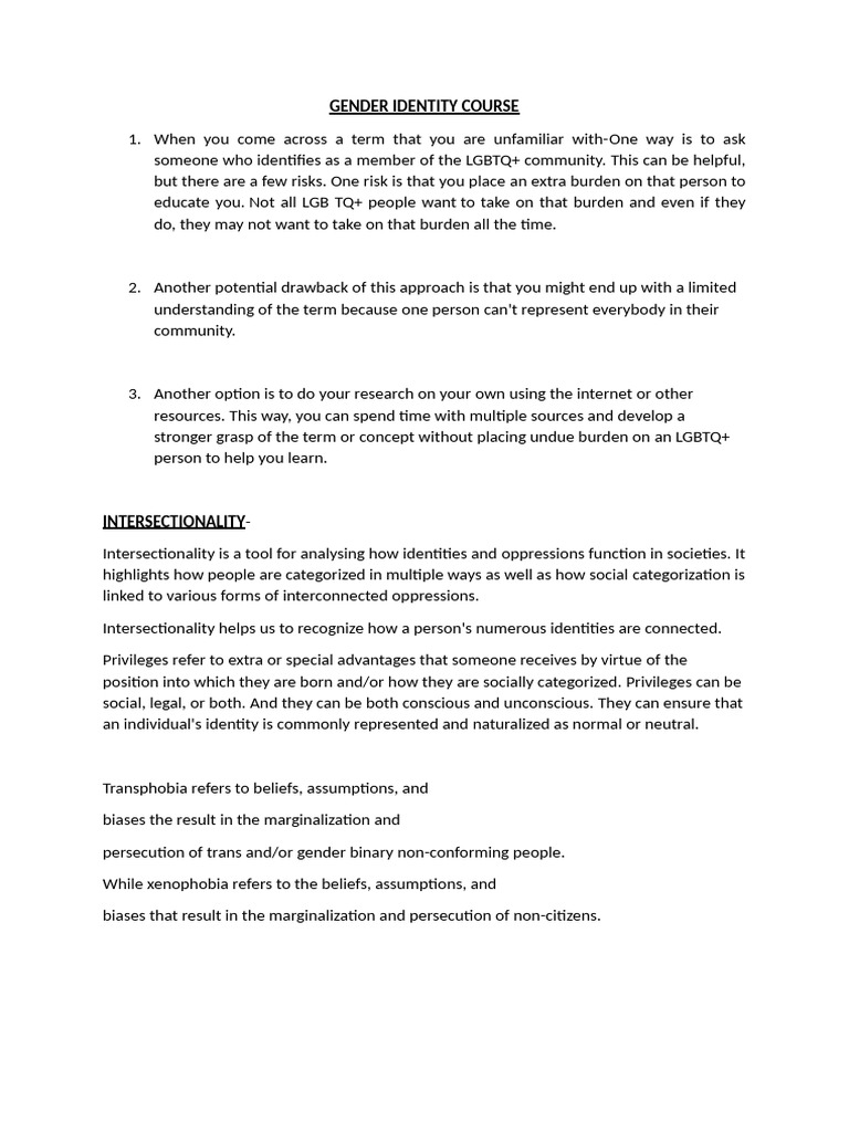 Understanding Gender Identity & Intersectionality | PDF