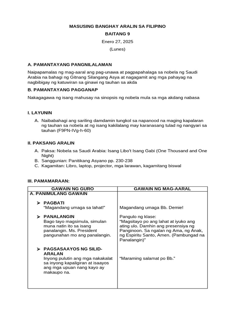 Isang Libo't Isang Gabi (Monday) | PDF