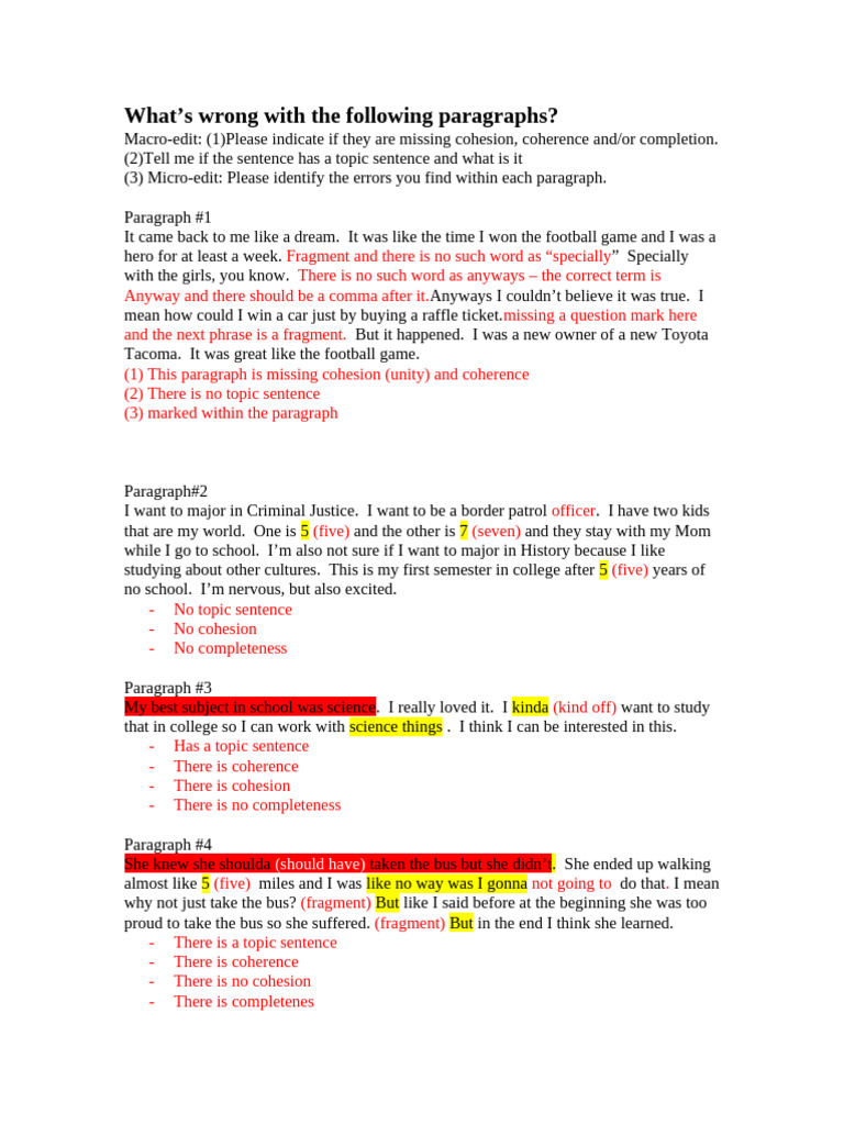 Body Paragraphs Homework | PDF