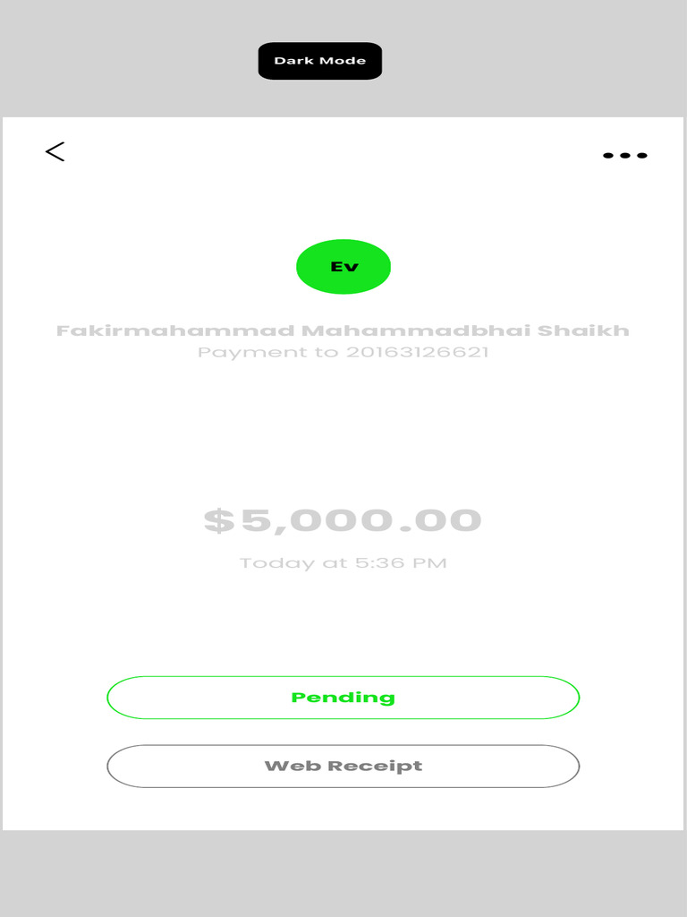 Dark Mode Payment Receipt | PDF