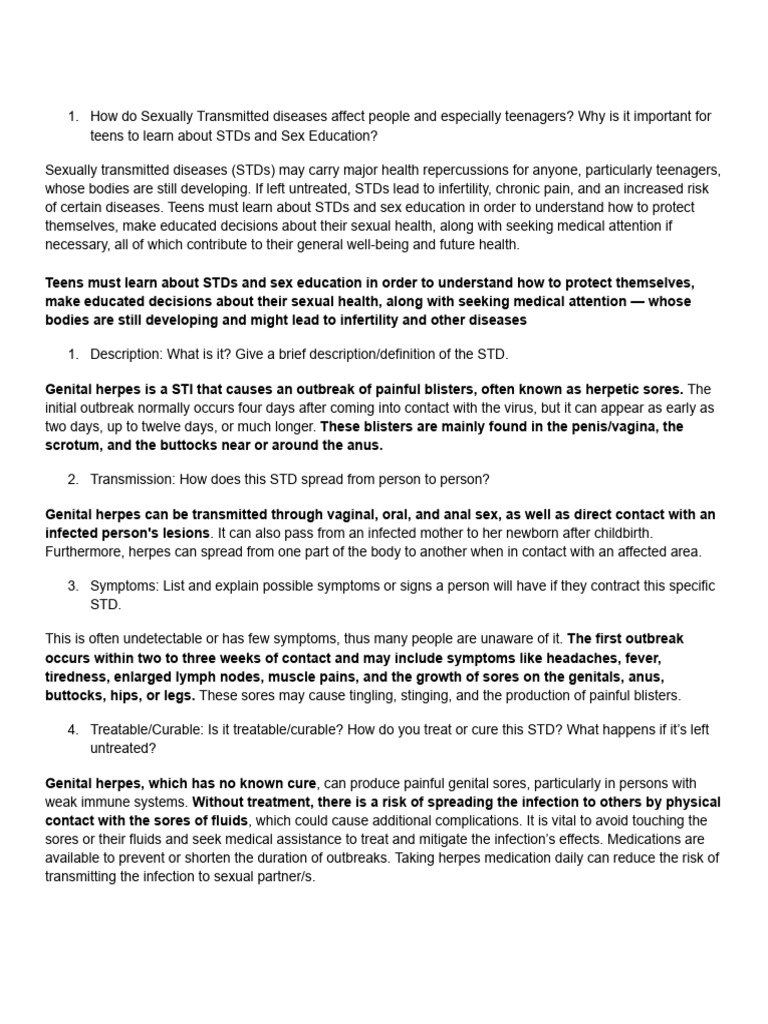 Understanding STDs: Risks and Prevention | PDF | Sexually Transmitted ...