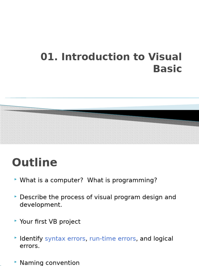 Introduction To Visual Basic | PDF | Programming Language | Computer Programming