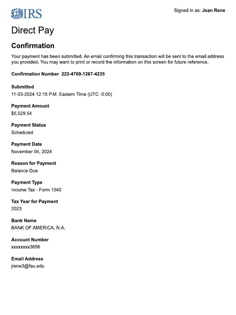 Confirmation Number | PDF