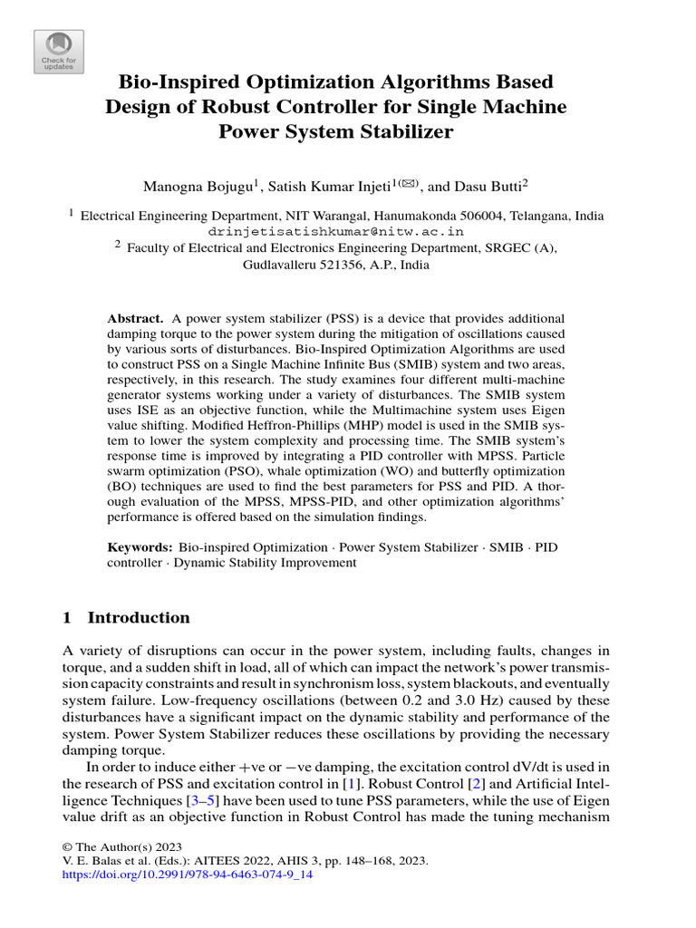 Bio Inspired Optimization Algorithms Based Design Pdf Mathematical Optimization Applied