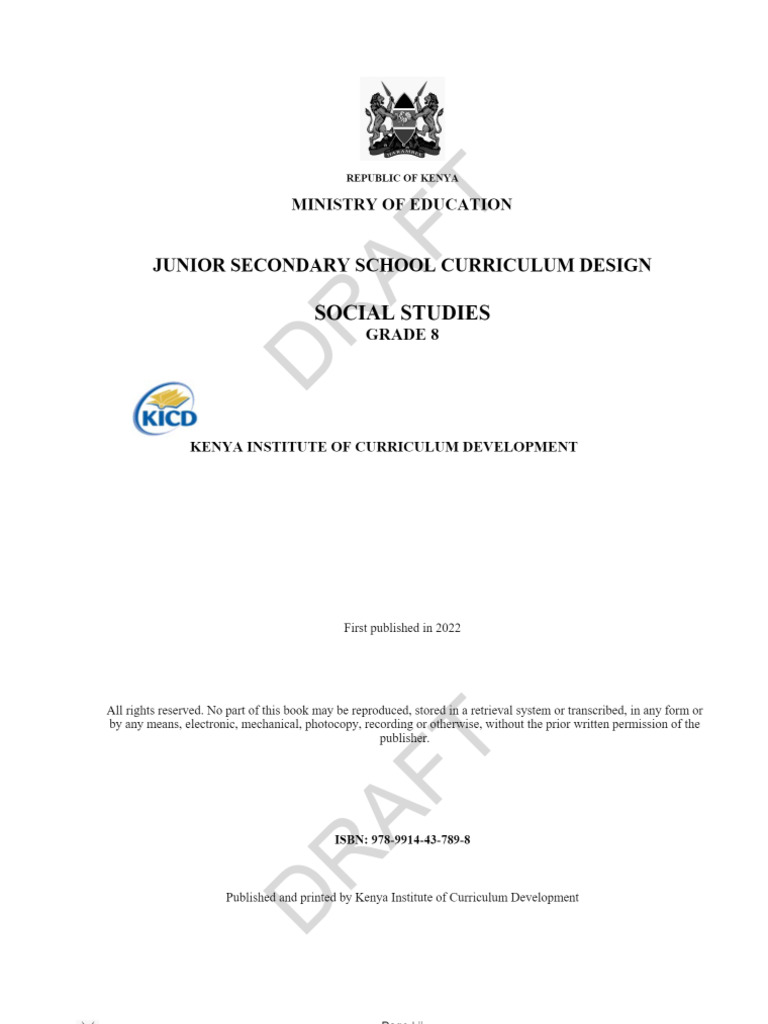 Junior Secondary School Curriculum Designs - Grade 8 - Kenya Institute ...