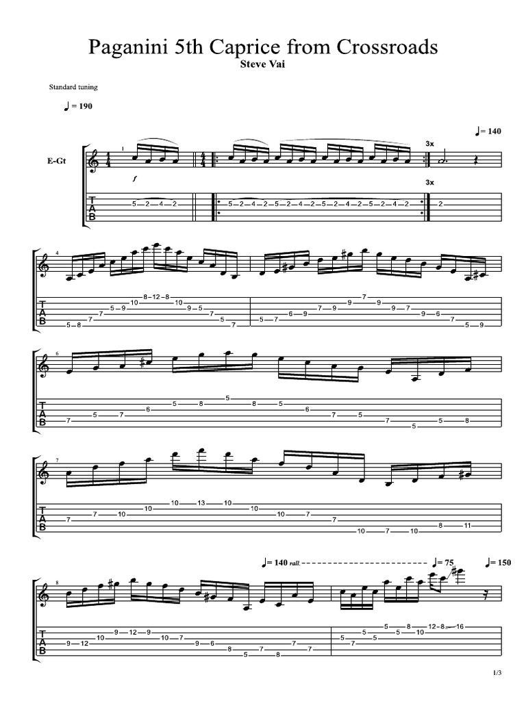 Steve Vai Paganini 5th Caprice Crossroads 6 | PDF