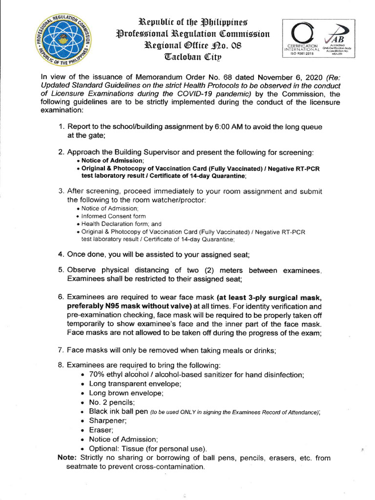 UPDATED TAC-EXAM GUIDELINES | PDF | Pandemic | Public Health