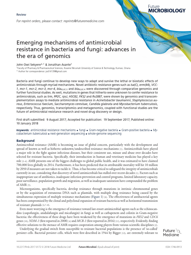 Articulo 2018 - Emerging Mechanisms of Antimicrobial Resistance in Bacteria and Fungi | PDF ...