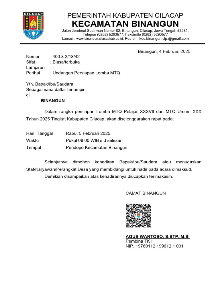 Undangan MTQ 2025. | PDF