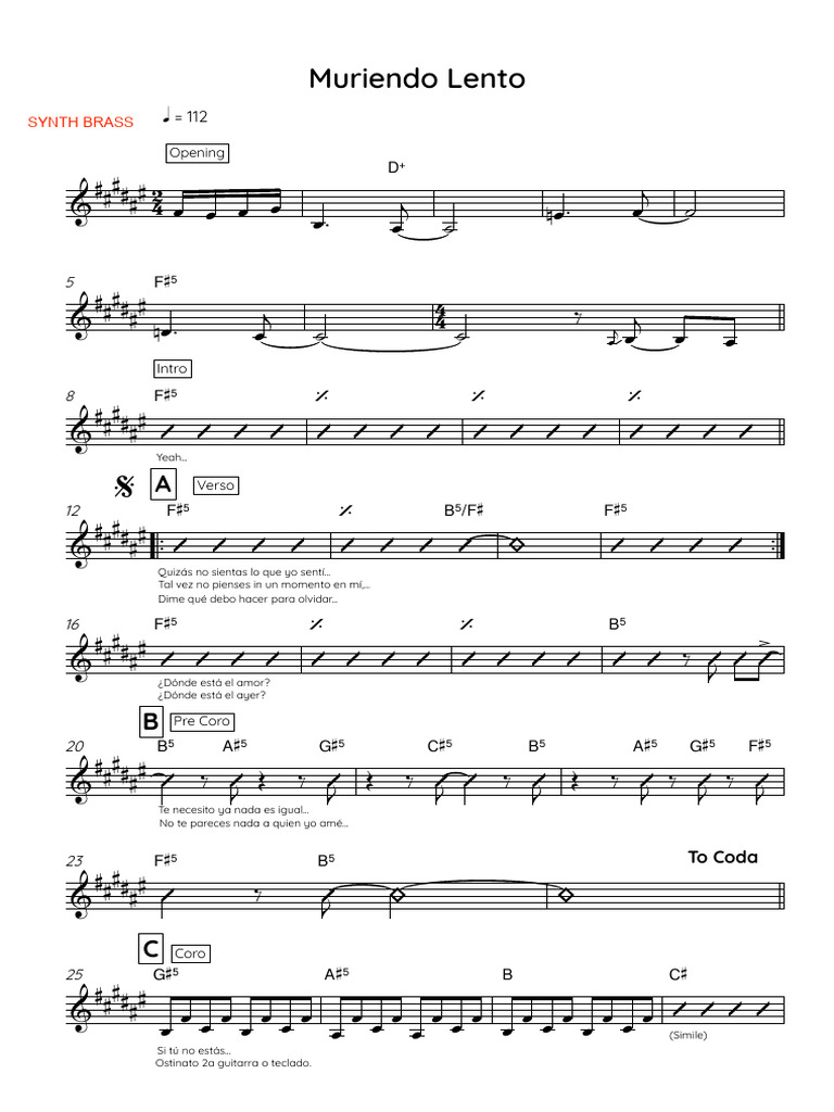 B1 Muriendo Lento (Lead Sheet) | PDF