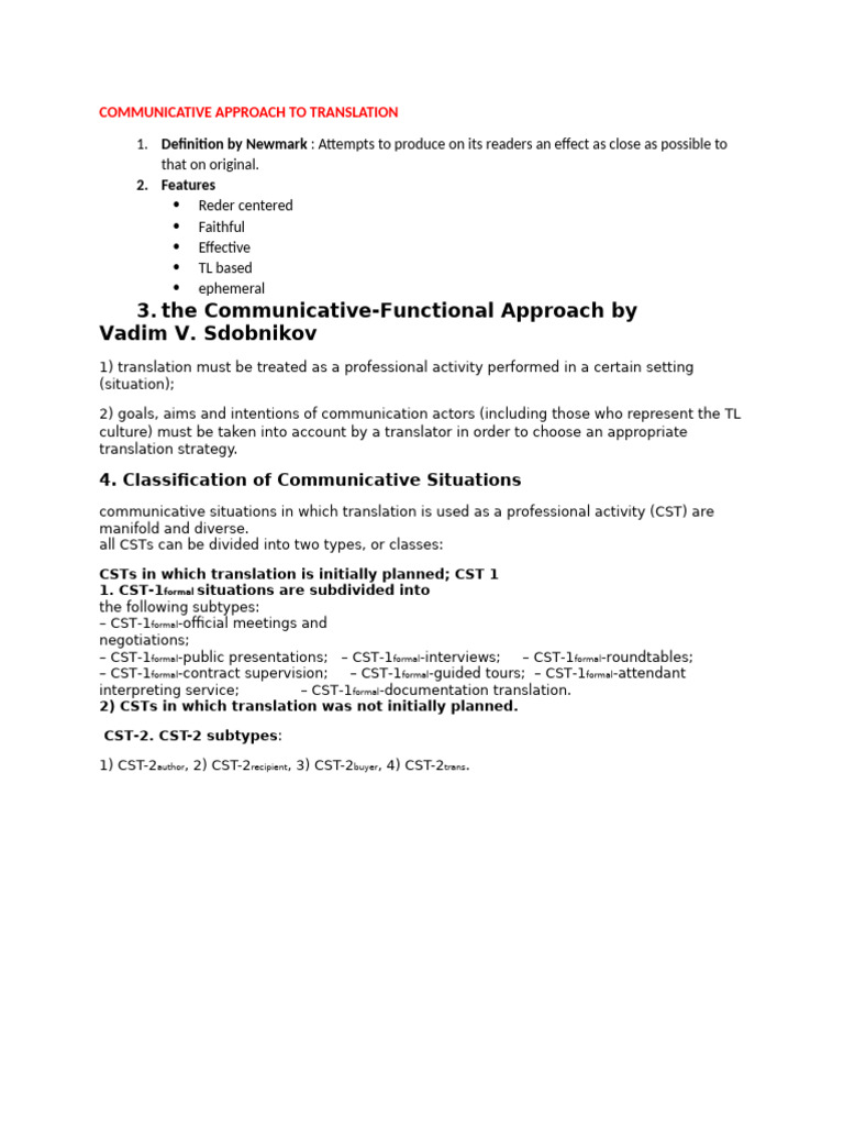Communicative Approach To Translation | PDF