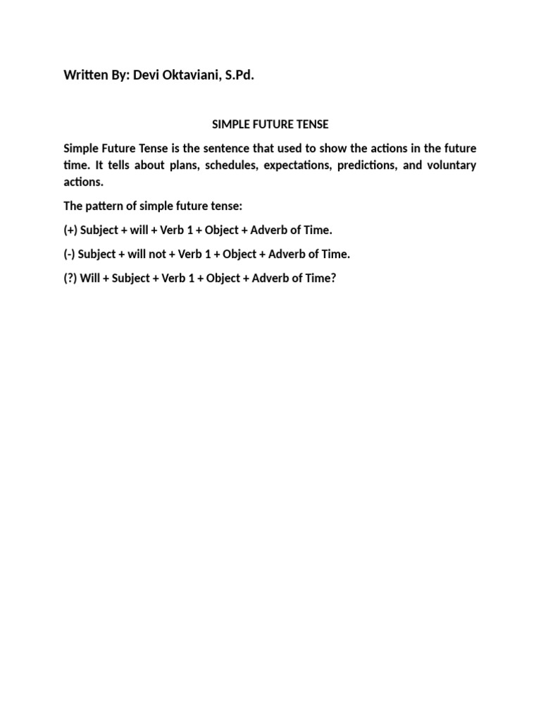 Understanding Simple Future Tense | PDF