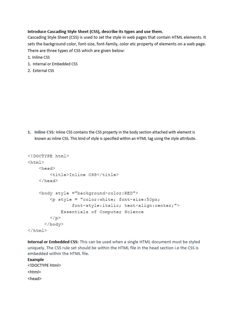 Introduce Cascading Style Sheet | PDF | Html Element | Html