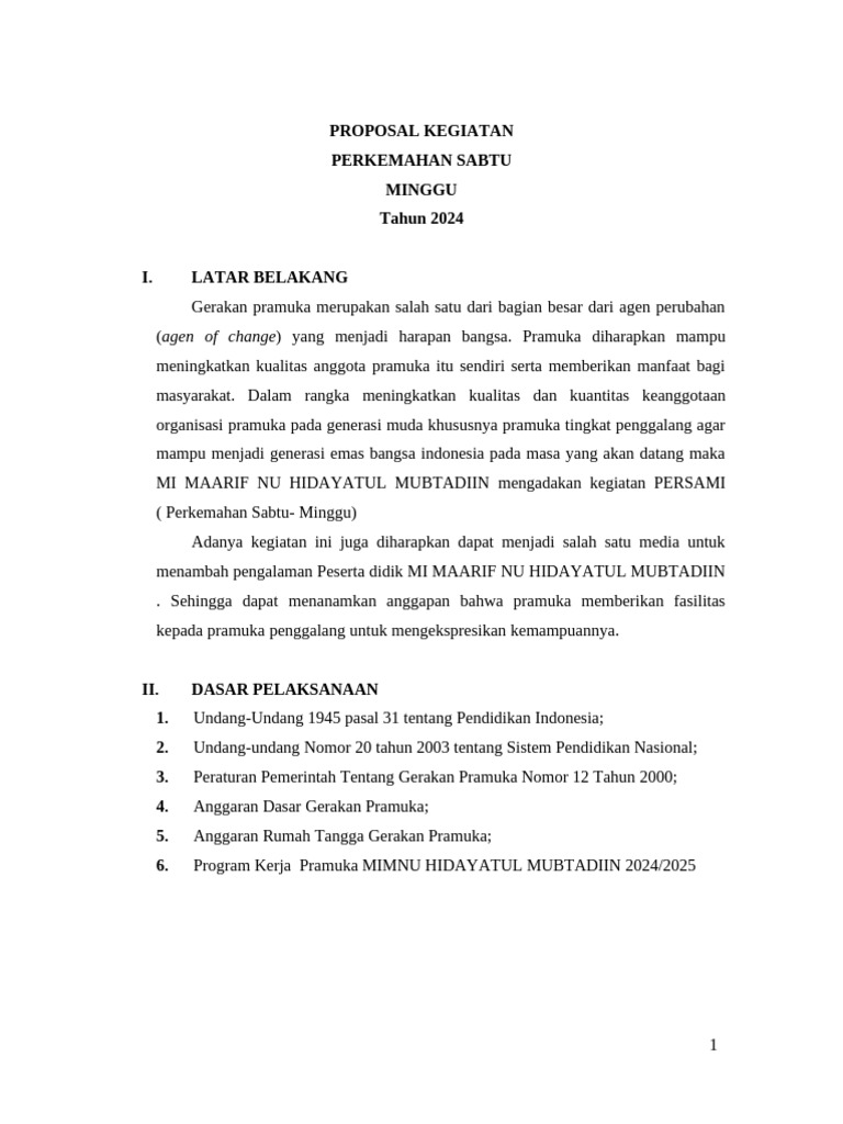 Contoh Proposal Kegiatan Pramuka | PDF