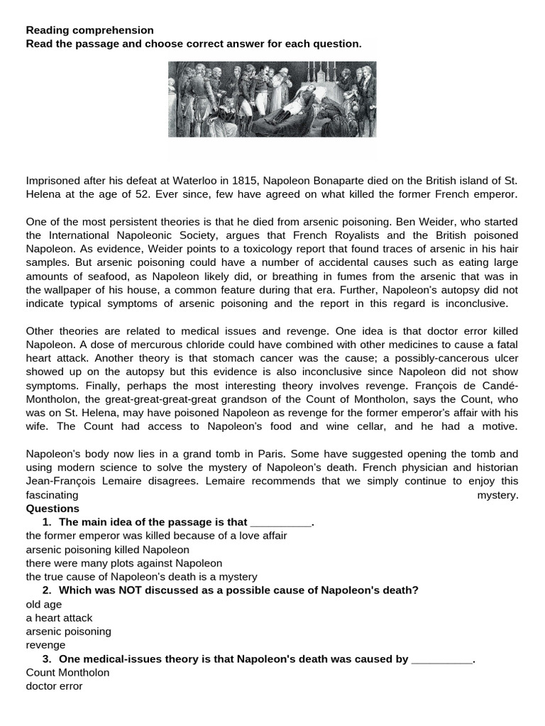 Reading comprehension | PDF | Napoleon | Arsenic