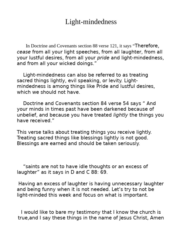 Light Mindedness | PDF
