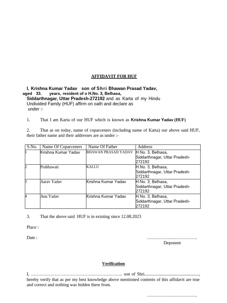 Affidavit For Huf | PDF