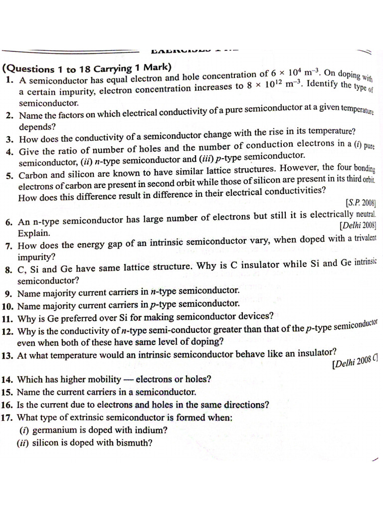 Semiconductor Imp Questions | PDF