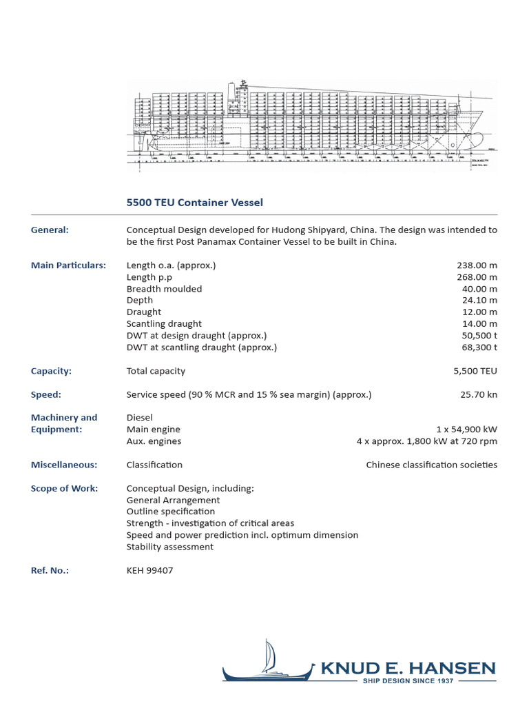 5500 TEU Container Vessel GA | PDF