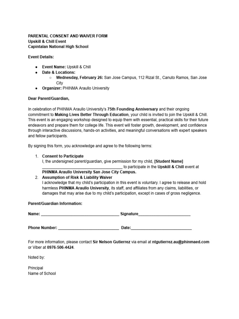 Parental Consent and Waiver Form | PDF