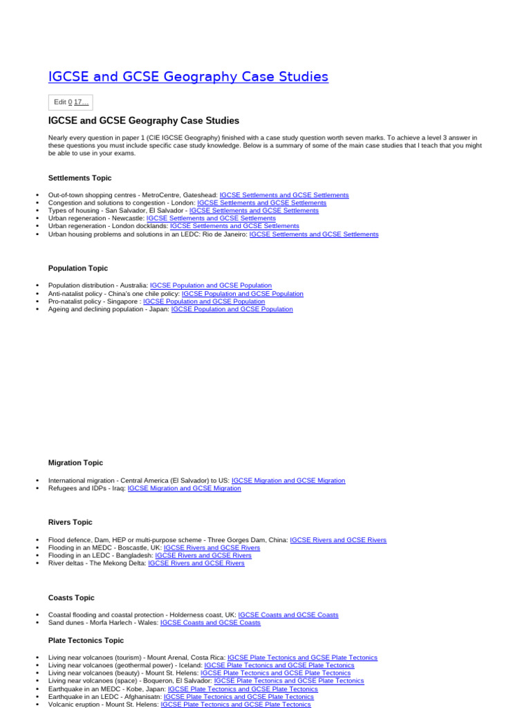 IGCSE and GCSE Geography Case Studies | PDF | Natural Environment | Tropical Cyclones
