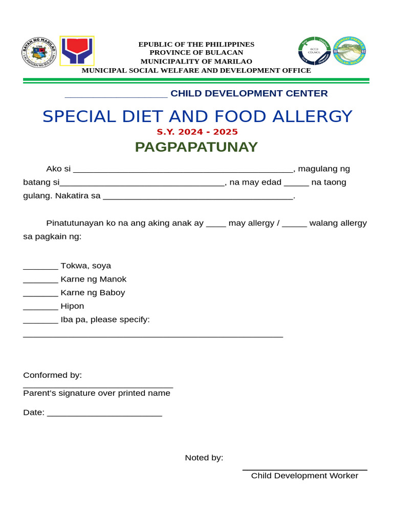 Special Diet and Food Allergy | PDF