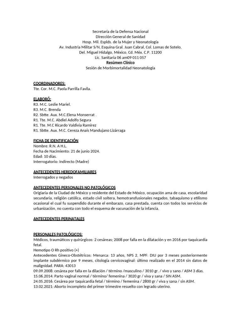 Caso Morbi Neos 3 | PDF | Septicemia | Medicina