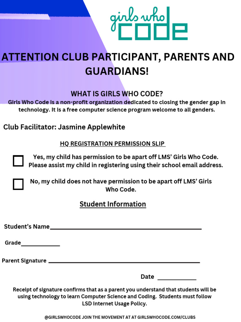 Attention Club Participant, Parents and Guardians! | PDF