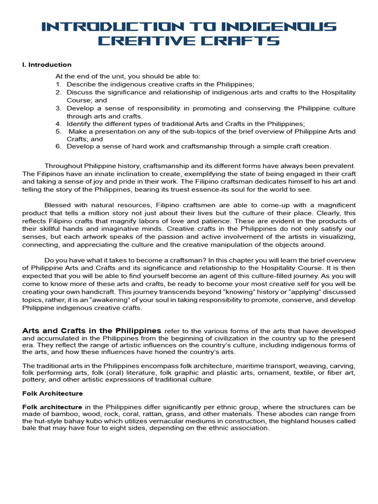 Indigenous Creative Crafts PRELIM | PDF | Weaving