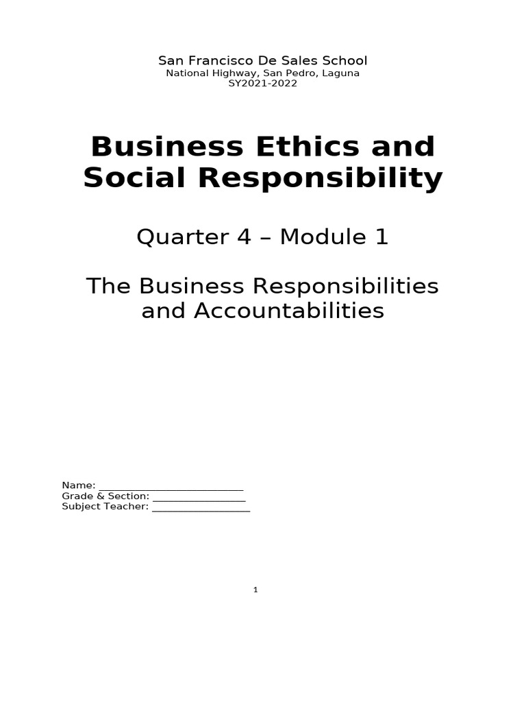 Business Ethics: Entrepreneur Responsibilities | PDF | Employment | Salary