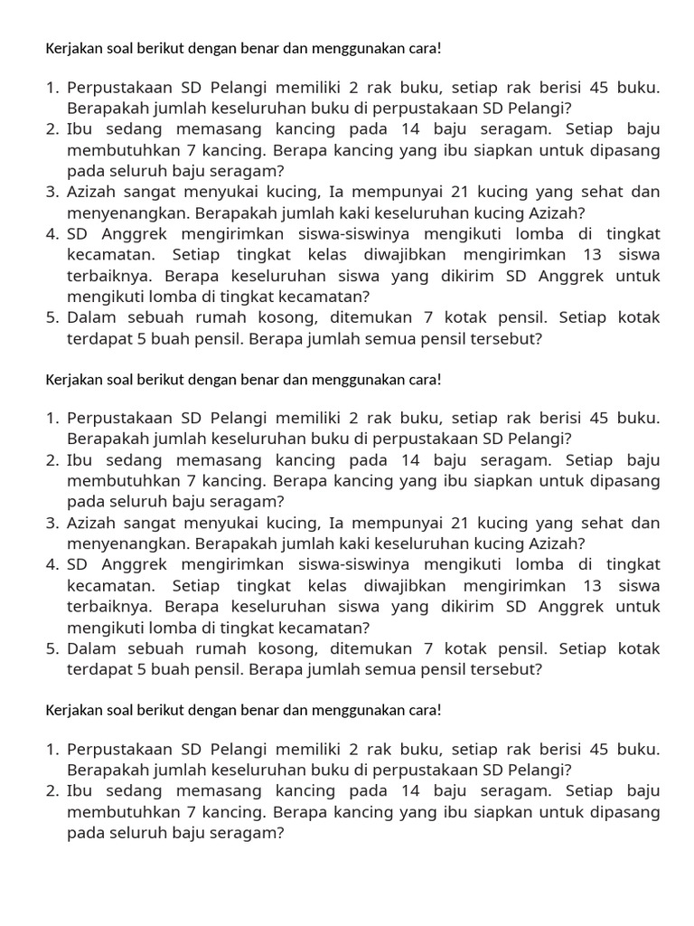 Kerjakan soal berikut dengan benar dan menggunakan cara | PDF