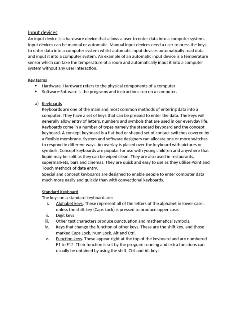 Input And Output Devices Pdf Computer Keyboard Cursor User 6095