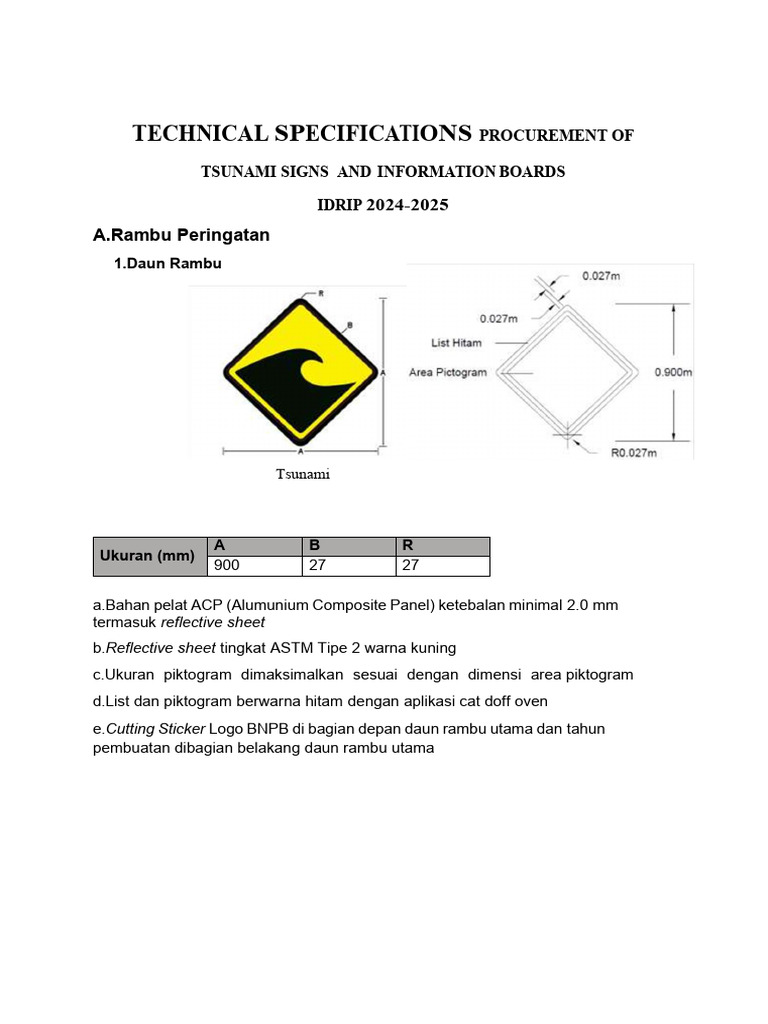 Technical Specification-Rambu Standard | PDF