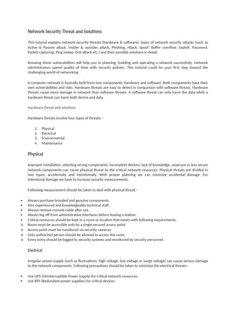 Network Security Threat and Solutions | PDF | Radius | Computer Network