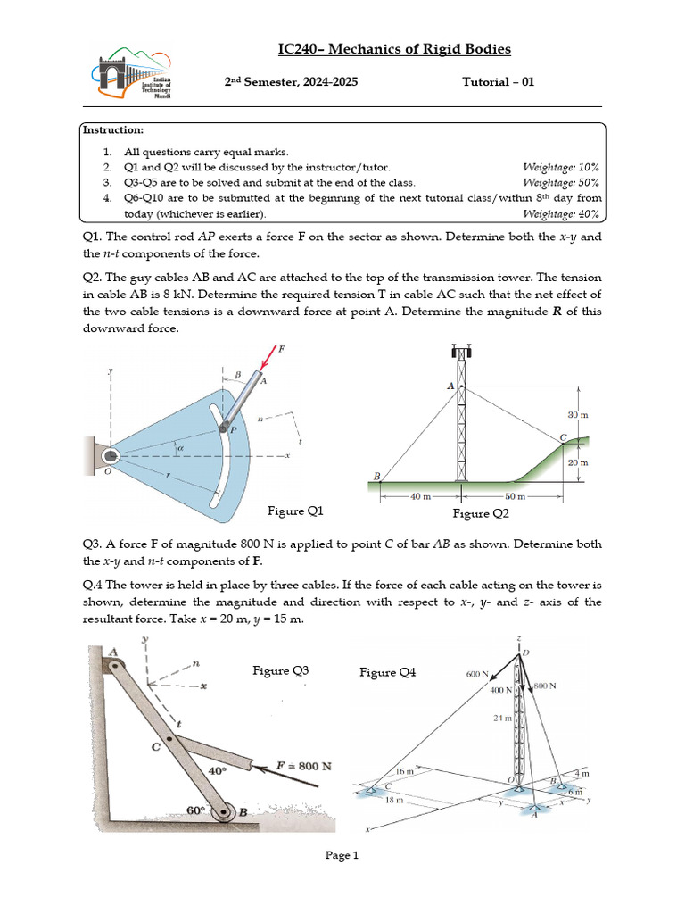 IC 240 - Tutorial 01 | PDF | Force | Thrust