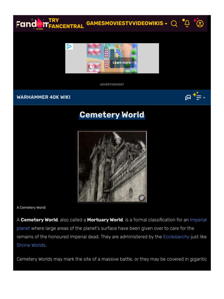 Cemetery World - Warhammer 40k Wiki - Fandom | PDF | Campaign Settings