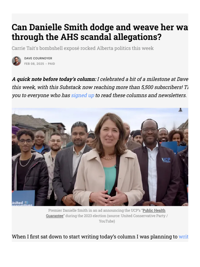 Can Danielle Smith Dodge and Weave Her Way Through The AHS Scandal Allegations? | PDF